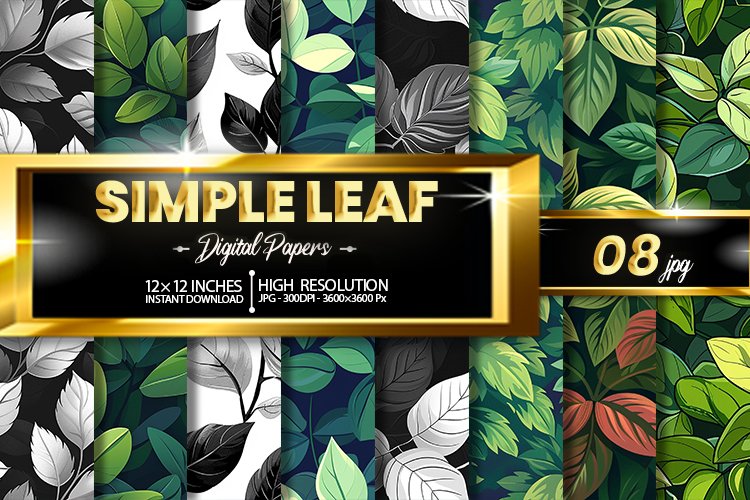 Simple Leaf Digital Papers Bundle