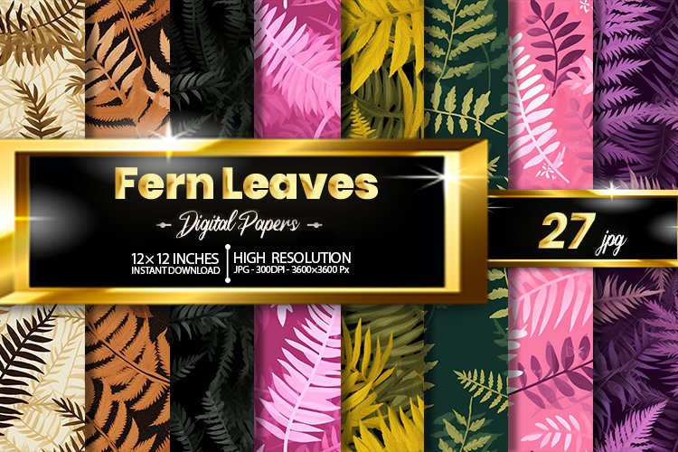 Fern Leaves Digital Papers Bundle