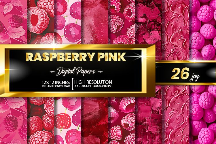 Rasberry Pink Digital Papers Bundle (3928142)
