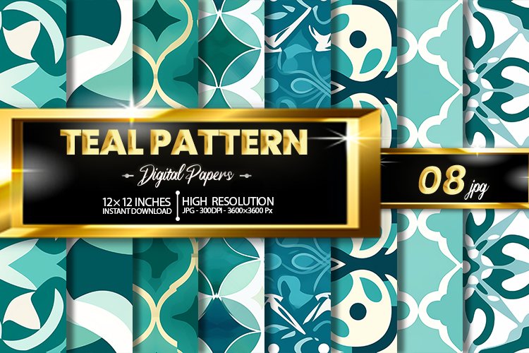Teal Pattern Digital Papers (4235166)