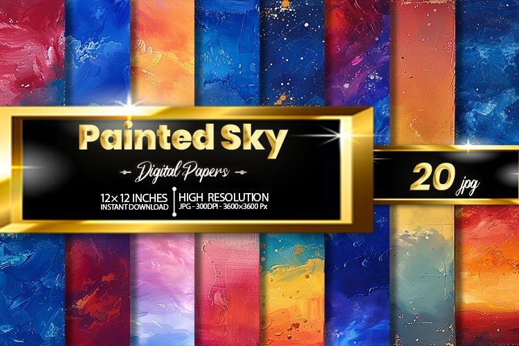 Painted Sky Digital Papers Bundle