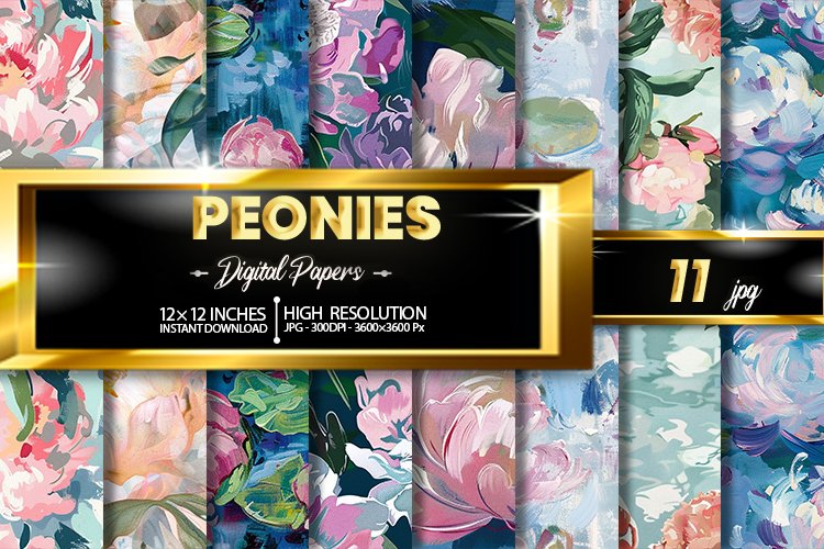 Peonies Digital Papers Bundle