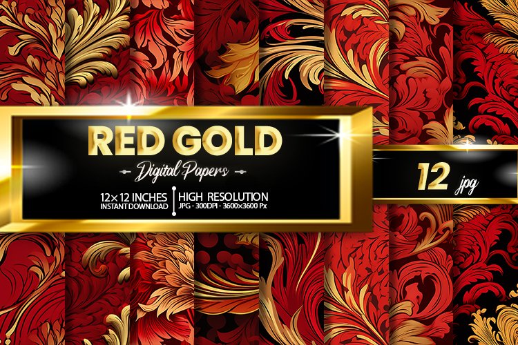 Red Gold Digital Papers (4234903)