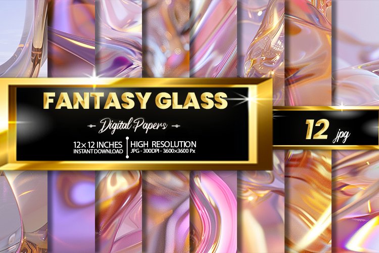 Fantasy Glass Digital Papers Bundle