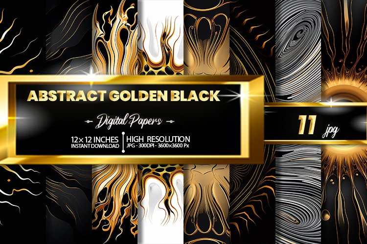 Abstract Golden Black Digital Papers (4231231)
