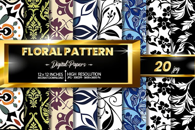 Floral Pattern Digital Papers Bundle (3914784)
