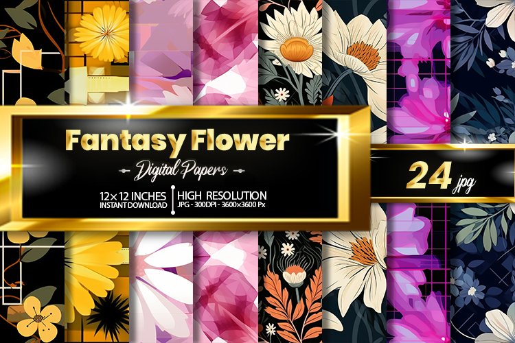 Fantasy Flower Digital Papers Bundle