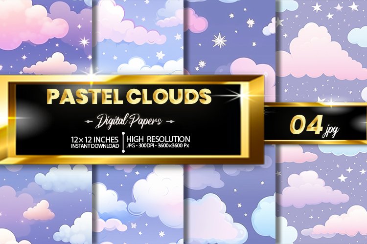 Pastel Clouds Digital Papers - 04 Variations (4232361)