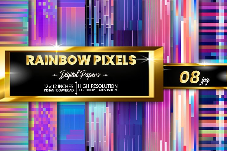 Rainbow Pixels Digital Papers (4232214)