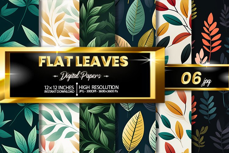 Flat Leaves Digital Papers Bundle (3914687)