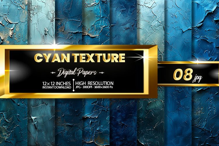 Cyan Texture Digital Papers Bundle (3852203)