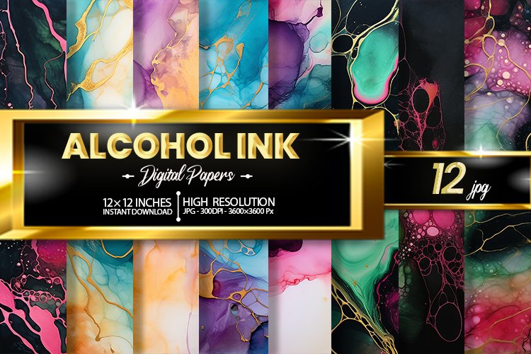 Alcohol Ink Digital Papers Bundle (3440428)