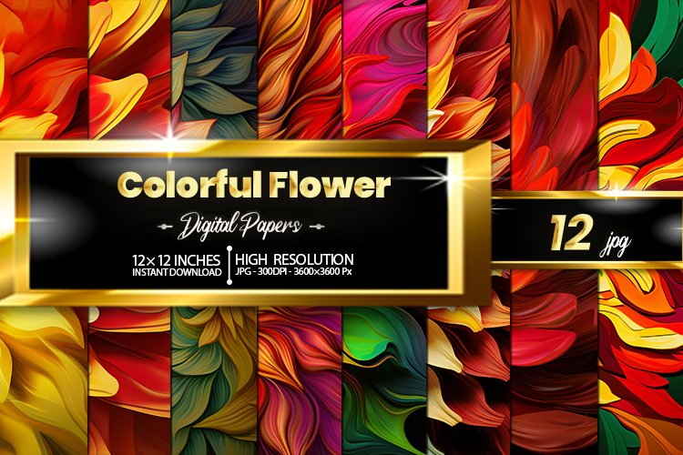 Colorful Flower Digital Papers Bundle