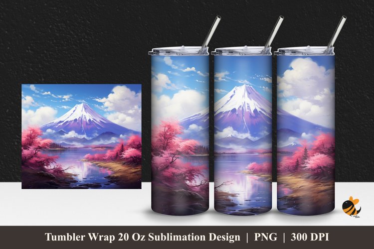 Fuji Mountain Tumbler Wrap Sublimation Design 1