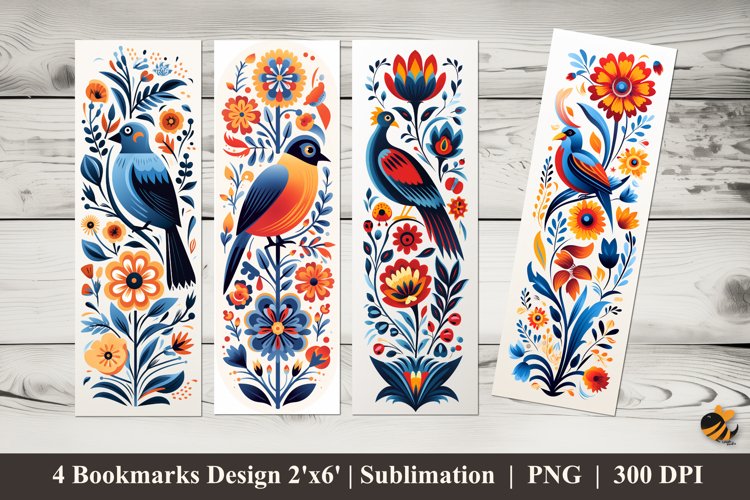 Bird Batik Bookmarks Sublimation Design