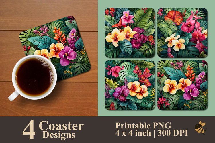 Exotic Flower Coaster Sublimation Designs