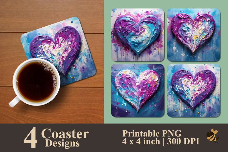 Lovely Love Coaster Sublimation Designs