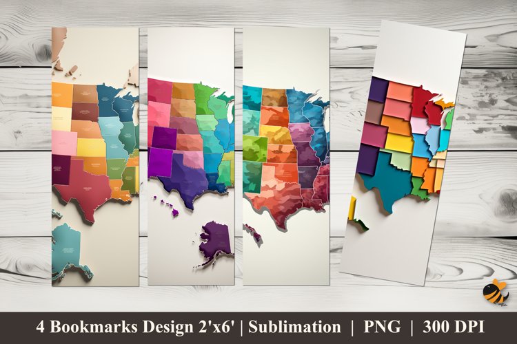 Vector Map Bookmarks Sublimation Design