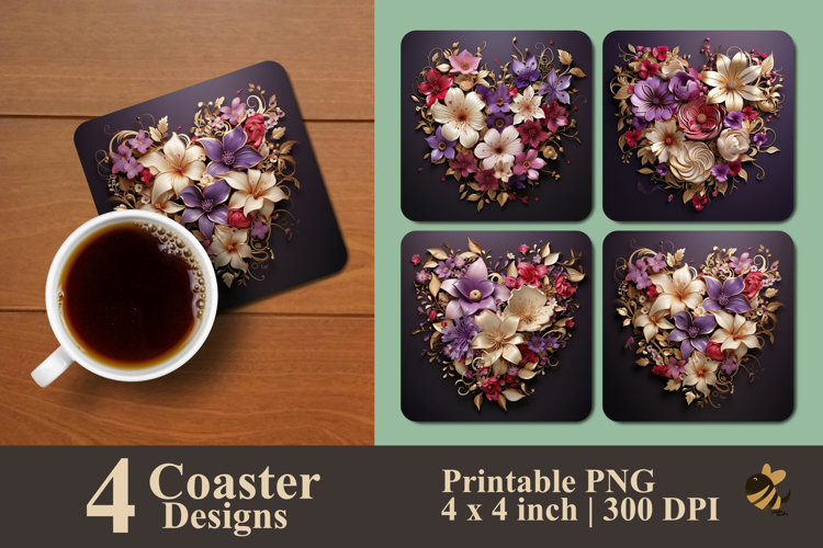 Eternal Romantic Love Coaster Sublimation Design