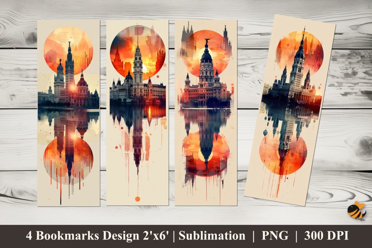 Madrid City Building Bookmarks Sublimation Design