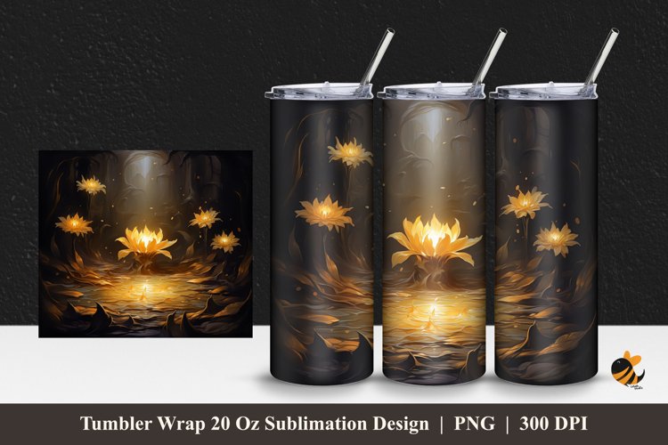 Sparkling Flowers Tumbler Wrap Sublimation Design (3007212)
