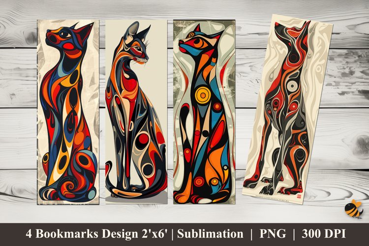 Futuristic Cat Poster Bookmarks Sublimation Design