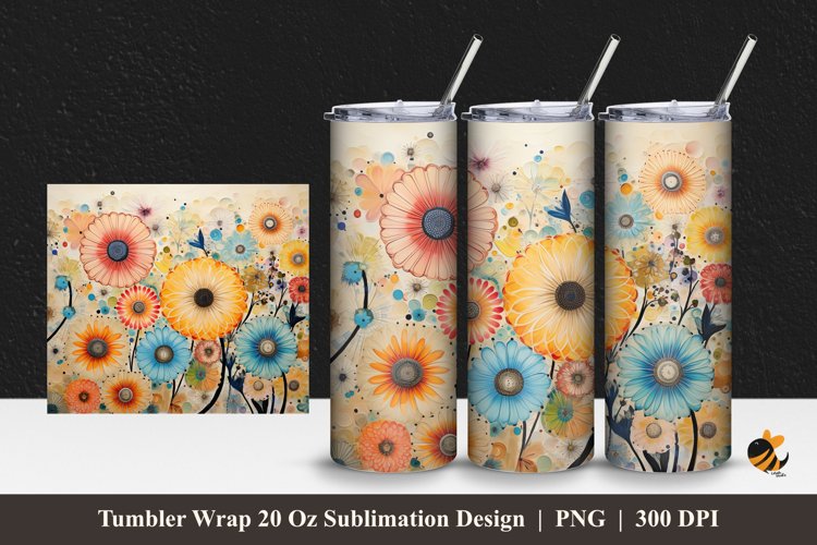 Floral Batik Tumbler Wrap Sublimation Design 1