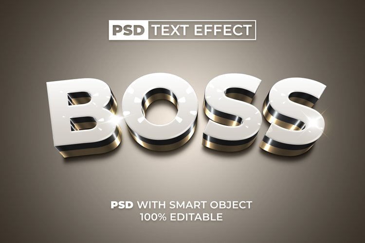 PSD 3D Golden Text Effect Curved Style