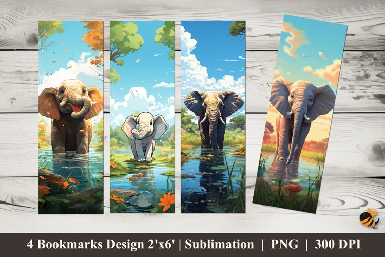 Elephant Safari Bookmarks Sublimation Design