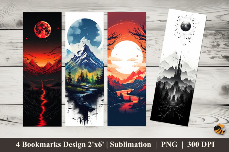 Visual Mountain Bookmarks Sublimation Design
