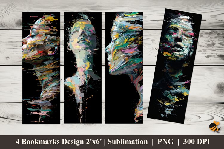 Abstract Face Painting Bookmarks Sublimation Design