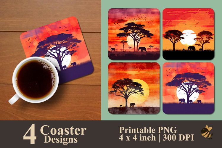 Savanna Sunset Coaster Sublimation Designs