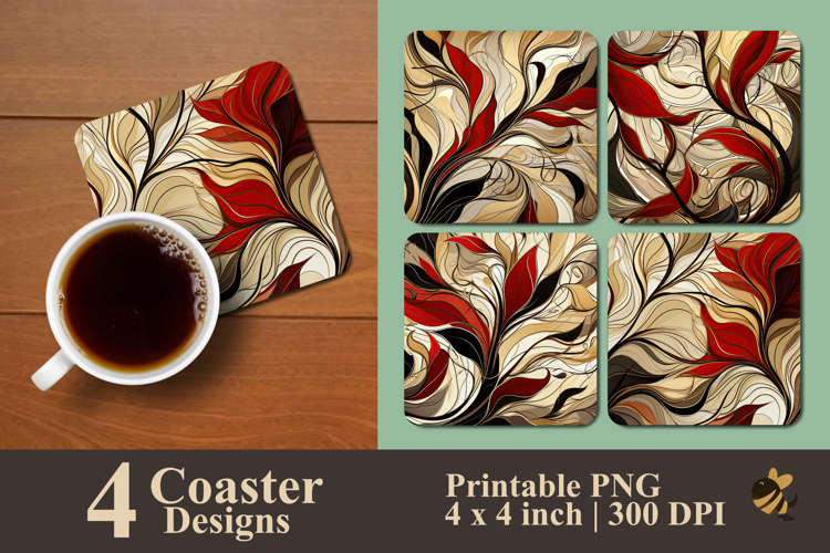 Botanical Art Tiles Coaster Sublimation Design