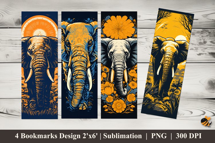 Mountain Elephants Bookmarks Sublimation Design