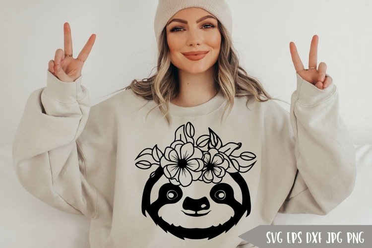 Floral Sloth SVG Cut File, Wild Animal