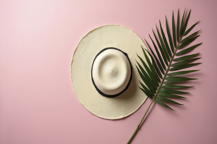 Hat Palm Leaf with Pink Background Wallpaper