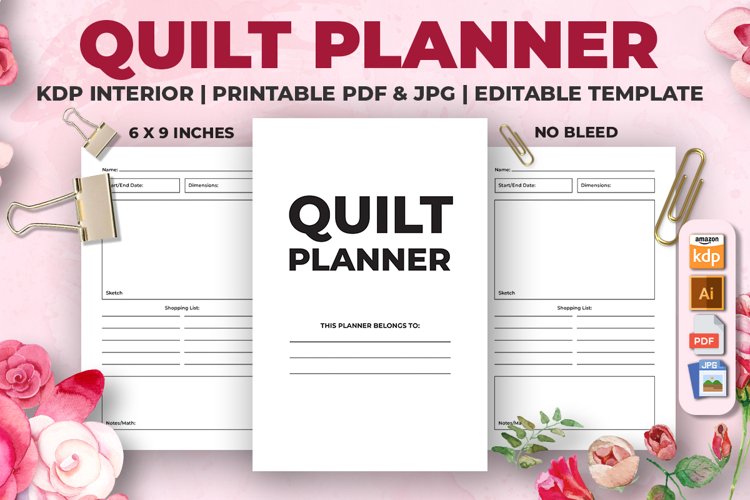 Quilt Planner KDP Interior (2158022) | Planner Templates | Design Bundles