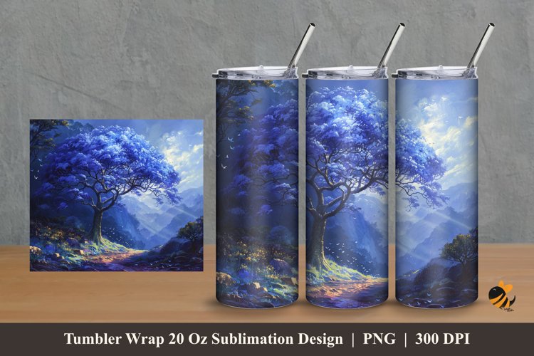 Painting Purple Tree Tumbler Wrap Sublimation (4482896)