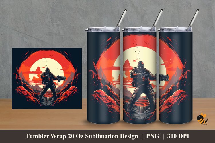 Shooter Tumbler Wrap Sublimation Design 2