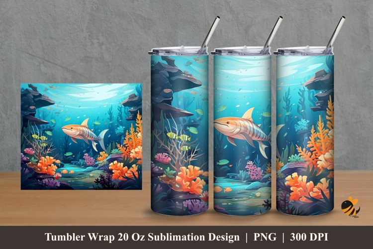 Sea Animals Tumbler Wrap Sublimation Design 2
