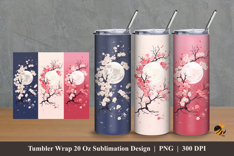 Sakura Flower Tumbler Wrap Sublimation Design 2