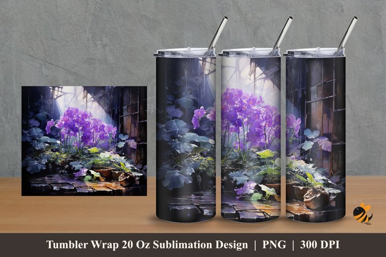 Beautiful Purple Tumbler Wrap Sublimation Design 2