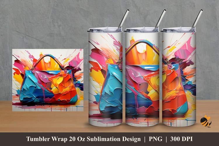 Colorful Bag Art Tumbler Wrap Sublimation Design 2