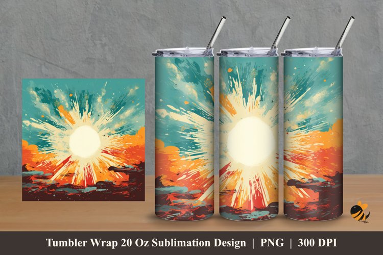 Retro Sun Tumbler Wrap Sublimation Design 2 (3040193)