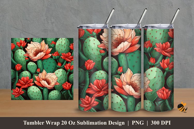Retro Cactus Tumbler Wrap Sublimation Design 2 (2856399)