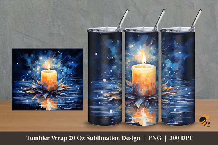 Candle Watercolor Tumbler Wrap Sublimation Design (2993310)