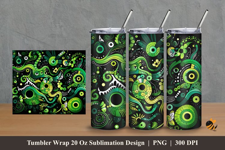 Green Graffiti Tumbler Wrap Sublimation Design 2