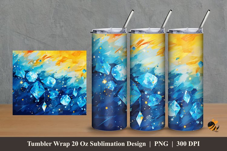 Watercolor Diamond Tumbler Wrap Sublimation Design (2923279)