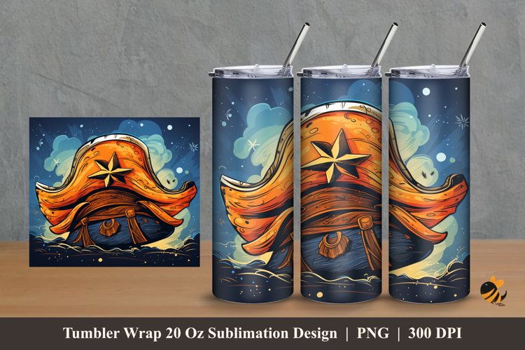 Pirates Hat Tumbler Wrap Sublimation Design 2