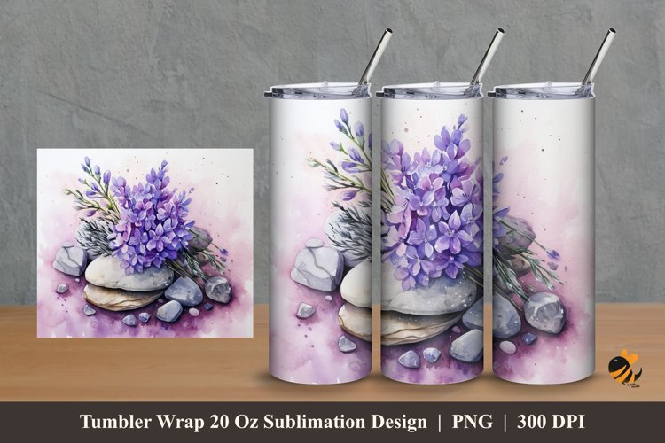Stone and Lavender Tumbler Wrap Sublimation Design (2937587)
